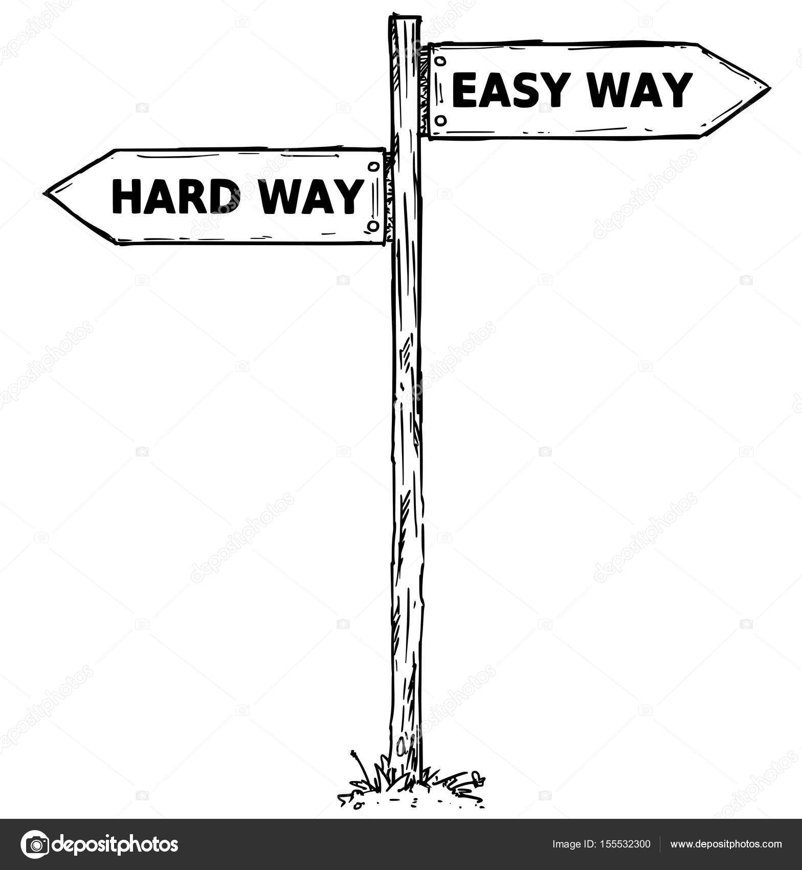 Cartoon Vector Direction Sign with Two Decision Arrows Easy and Stock ...