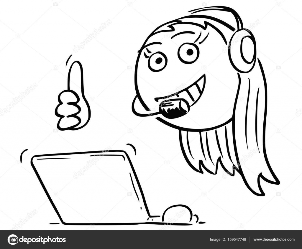 Vector Stick Man Cartoon of Female Customer Support Service Repr Stock ... Vector Stick Man Cartoon of Female Customer Support Service Repr Stock ...