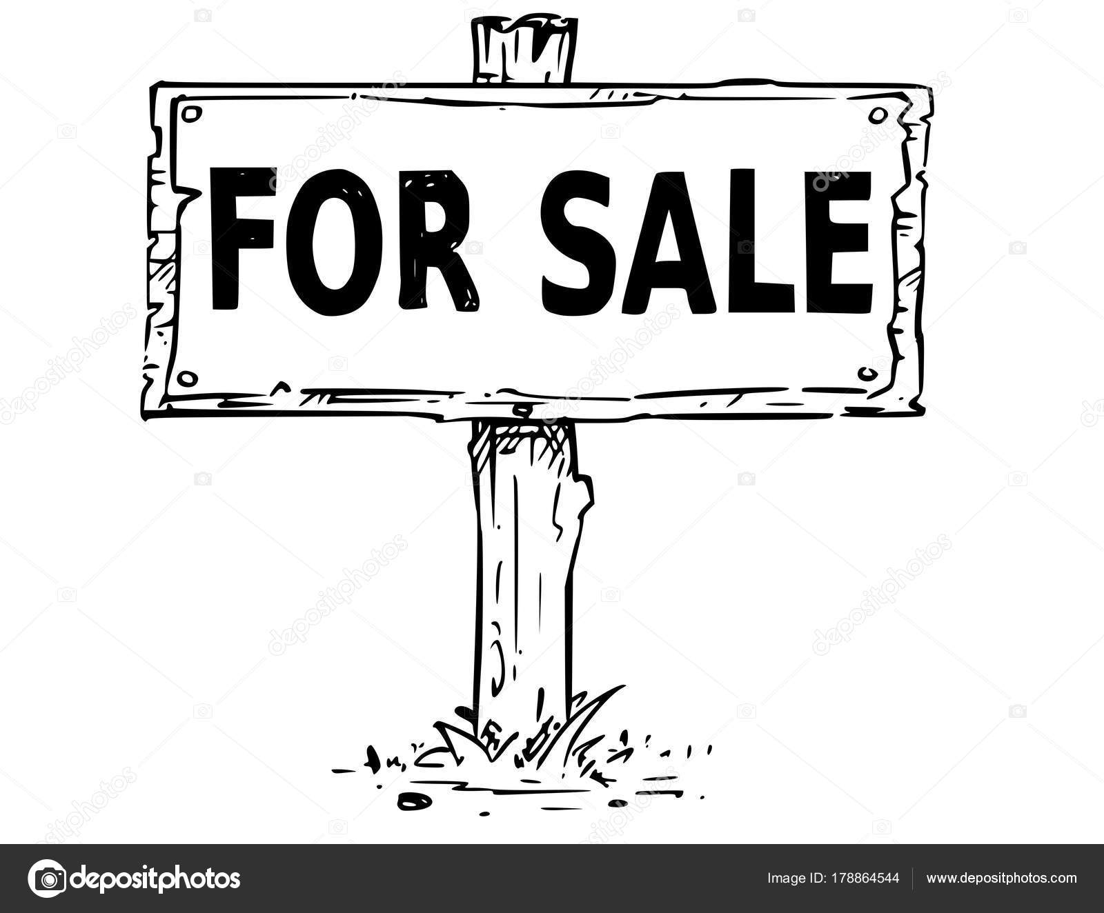 Wooden Sign Board Drawing with For Sale Text — Stock Vector © ursus ...