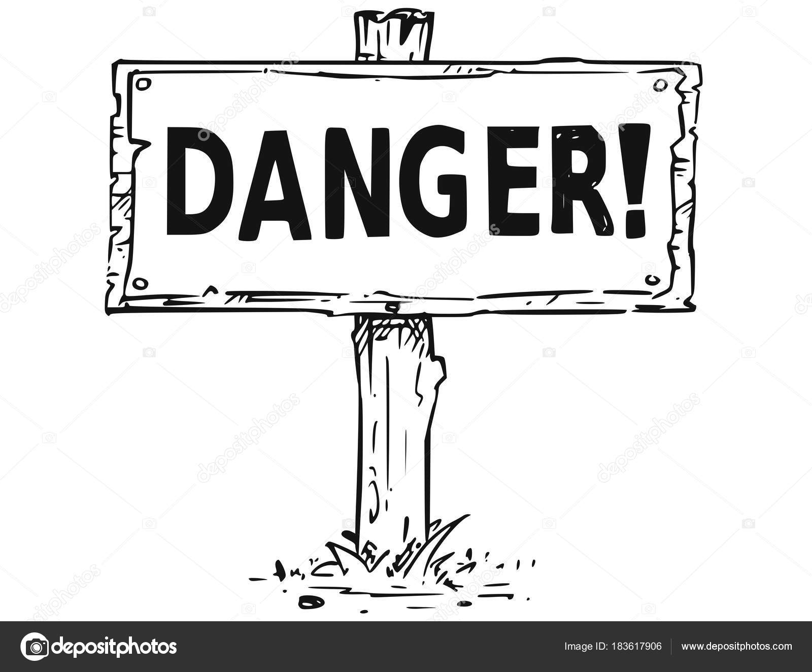 Wooden Sign Board Drawing with Danger Text Stock Vector by ©ursus ...