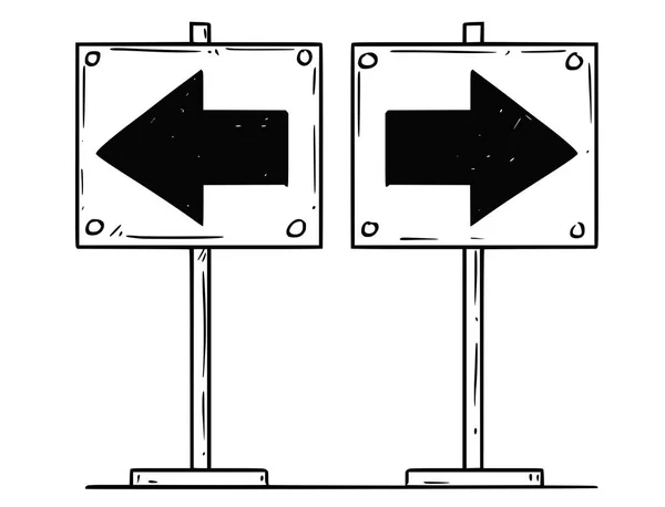 Vector Cartoon Drawing of Left and Right Pointing Arrow Sign Stock ...