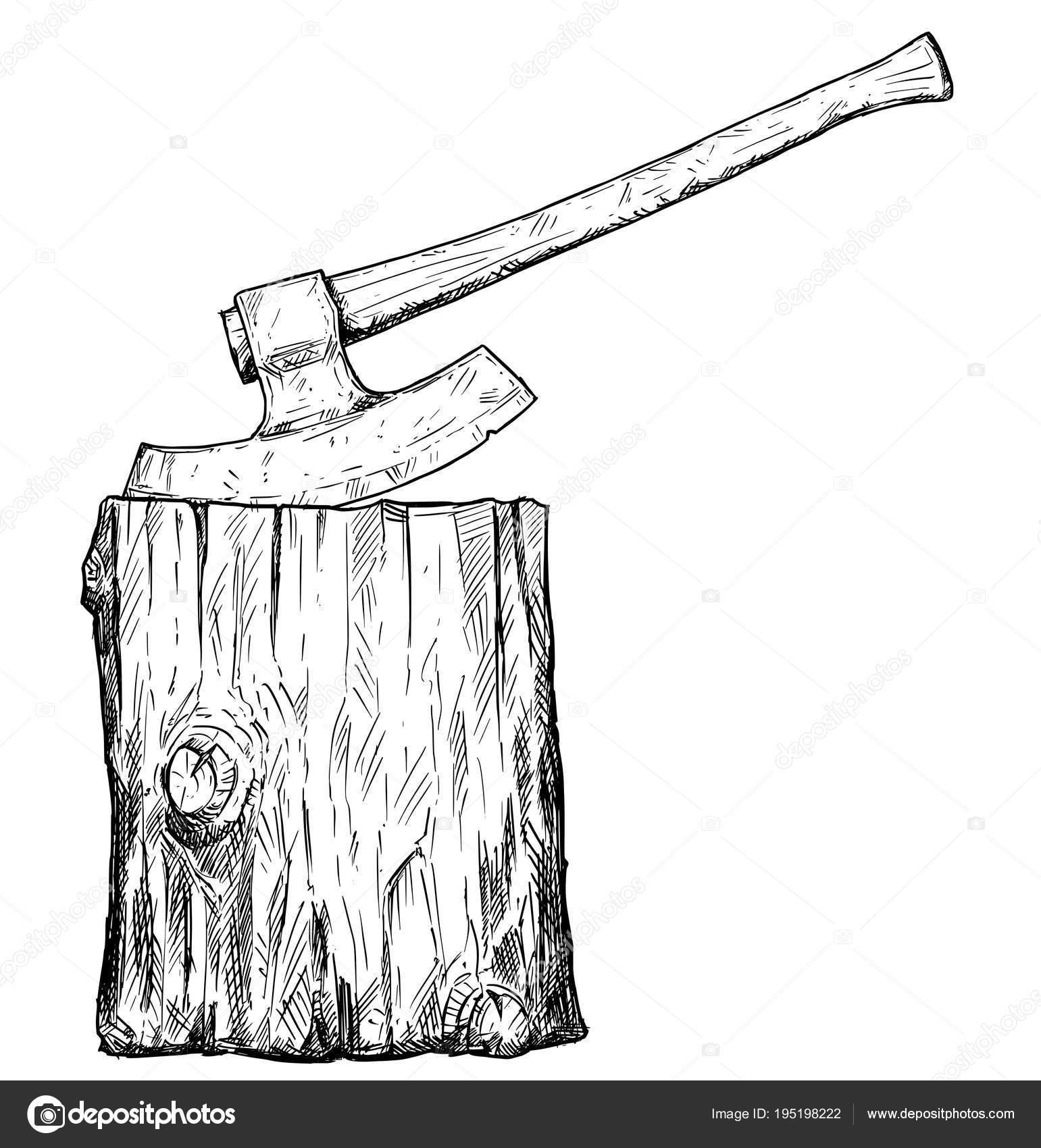 Vector Artistic Drawing Illustration of Medieval Executioner Axe or Ax ...