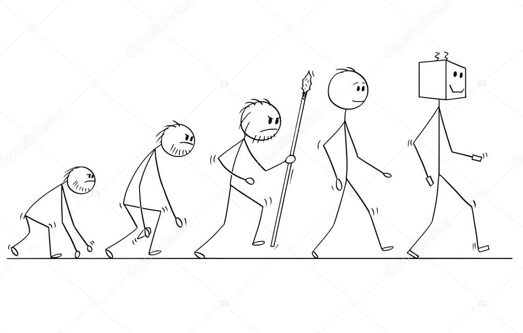 Caricatura del progreso del proceso de evolución humana, sucesor del ...