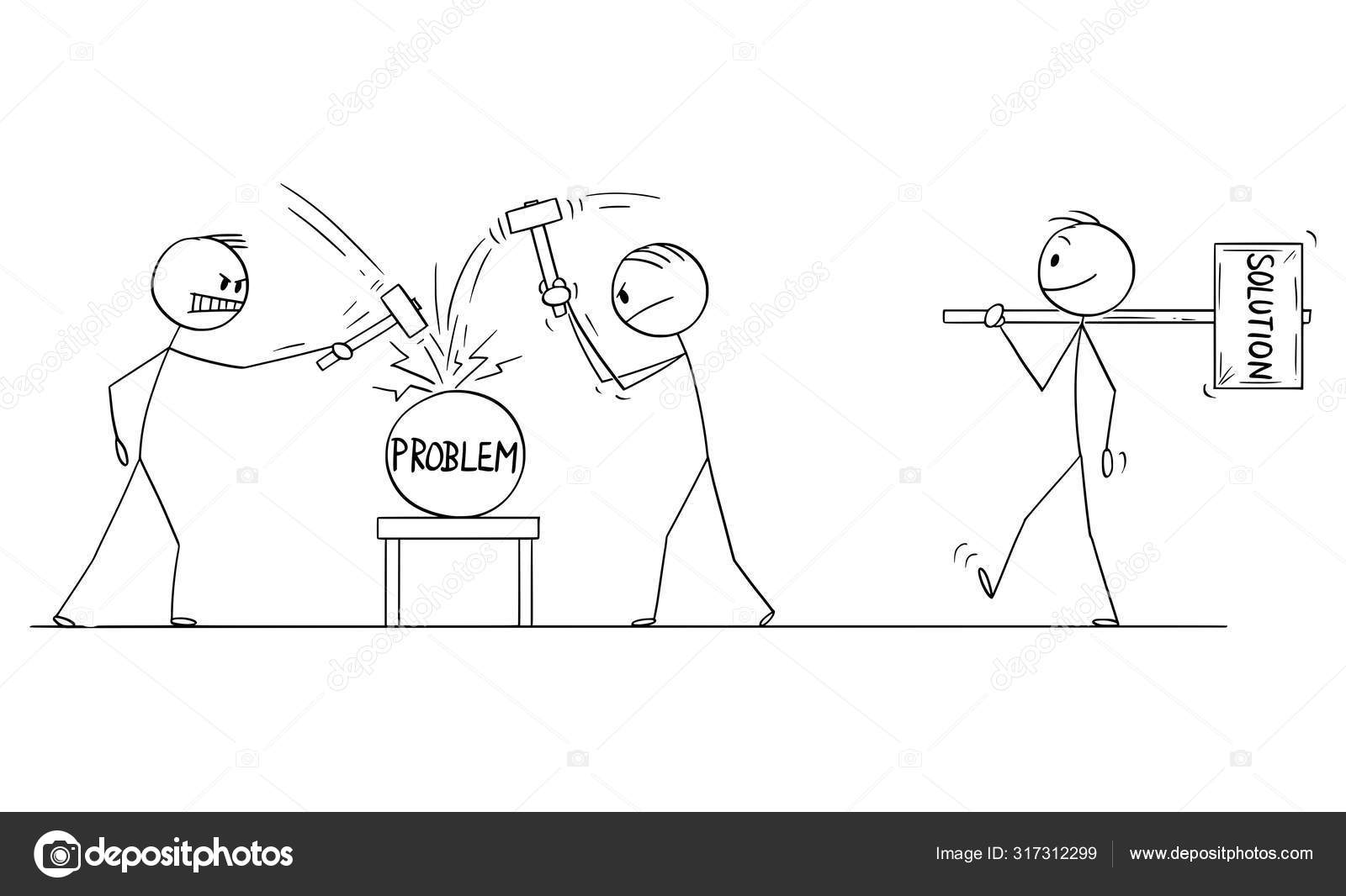 Vector Cartoon Illustration of Two Men, Workers or Businessmen Beating ...