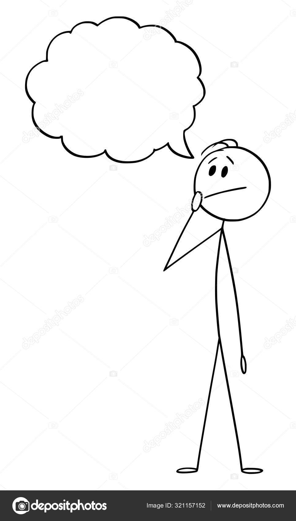 Stick Man Thinking Cartoon