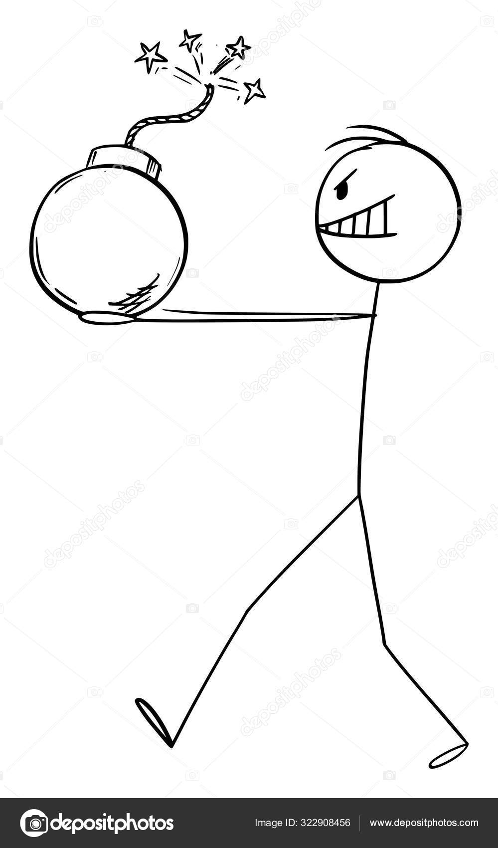 Vector Cartoon Illustration of Walking Man or Businessman Carrying ...