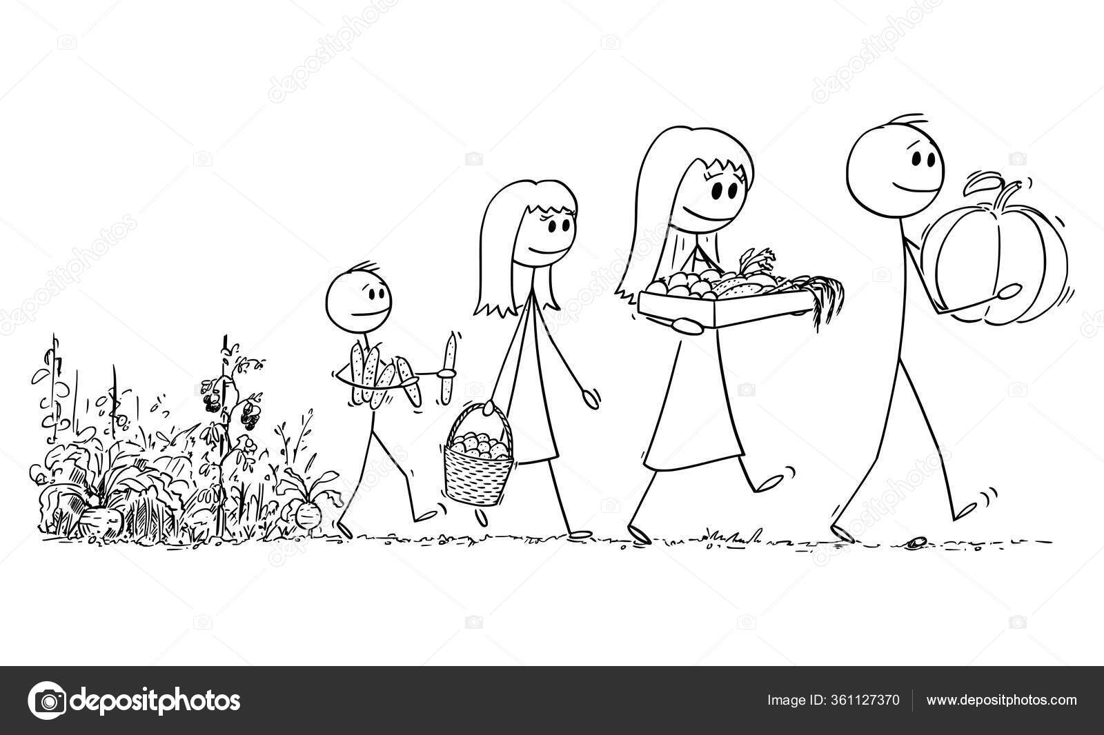Vector Cartoon Illustration of Happy Family of Mother, Father, Boy and ...