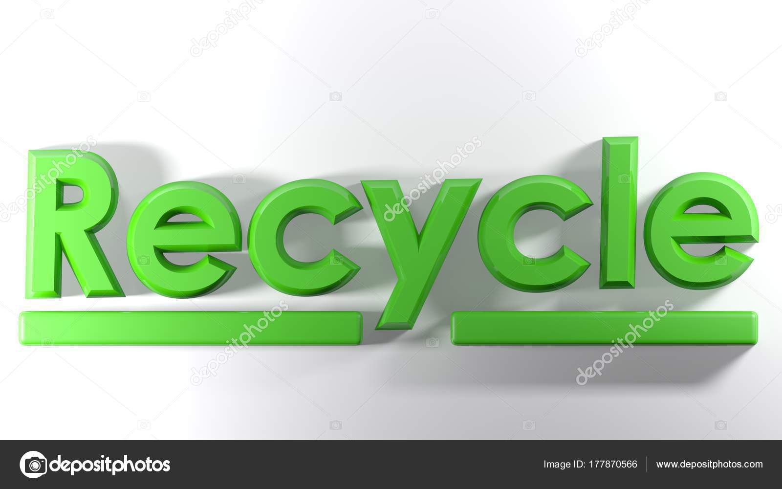 Word Recycle Written Green Letters Laying White Surface Rendering ...