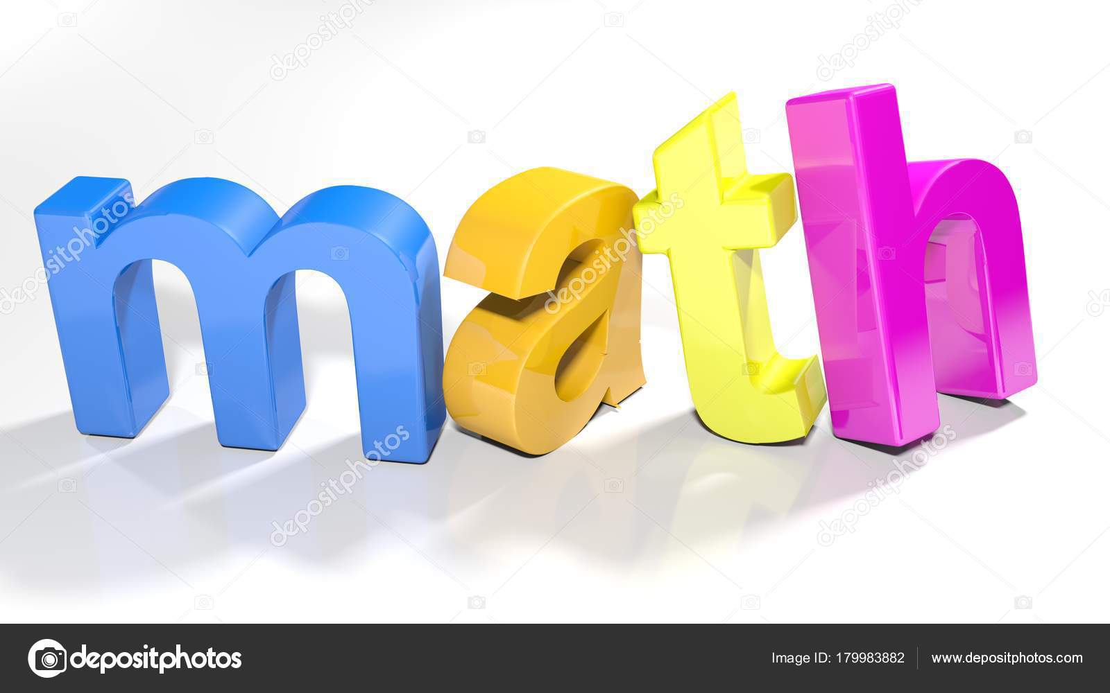 Word Math Written Colorful Letters Standing Slightly Bent White Surface ...