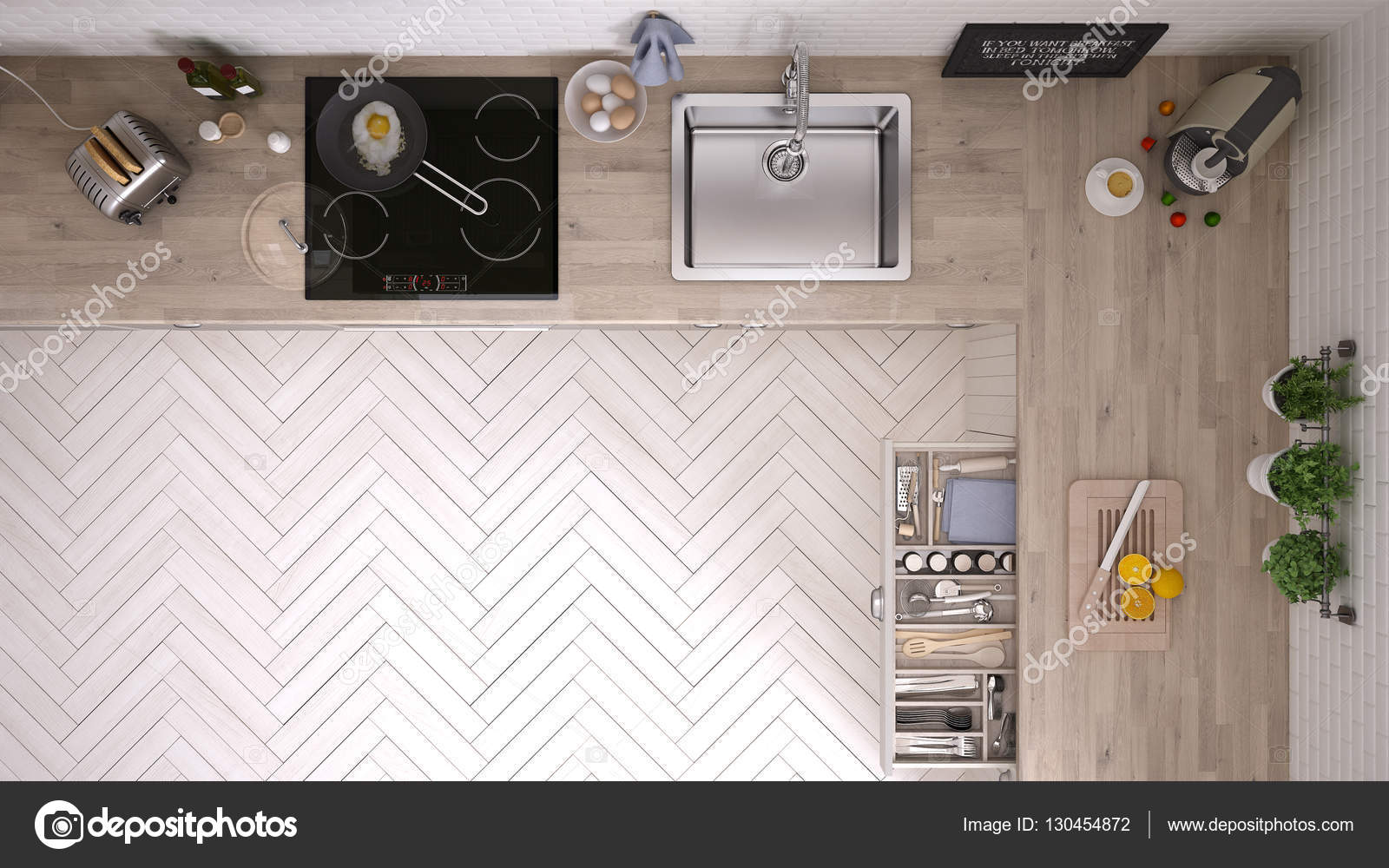 Kitchen top view Stock Photo by ©ArchiVIz 130454872