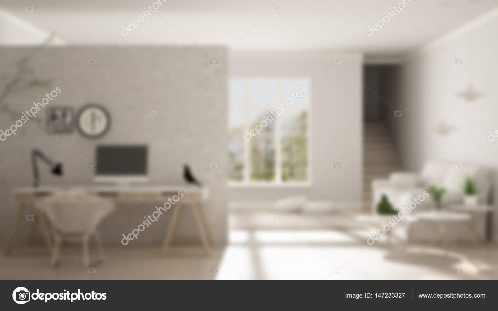 Blur background interior design, scandinavian living with home w Stock ...