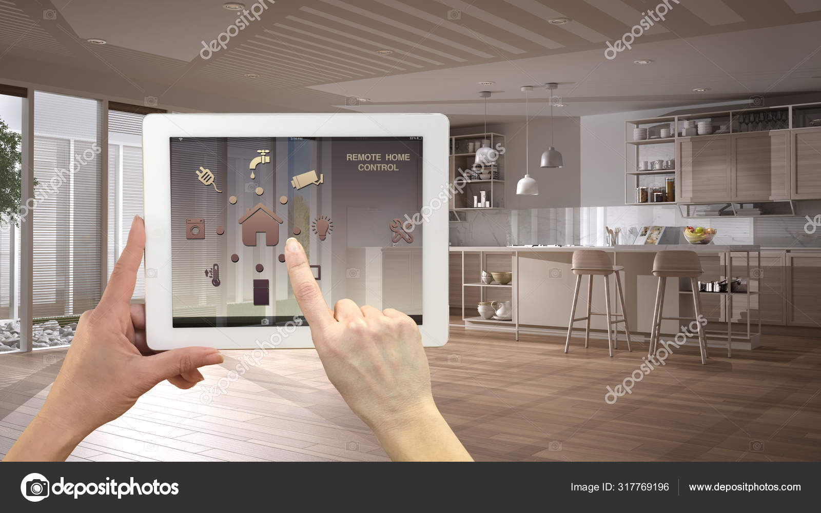 Smart remote home control system on a digital tablet. Device with app ...