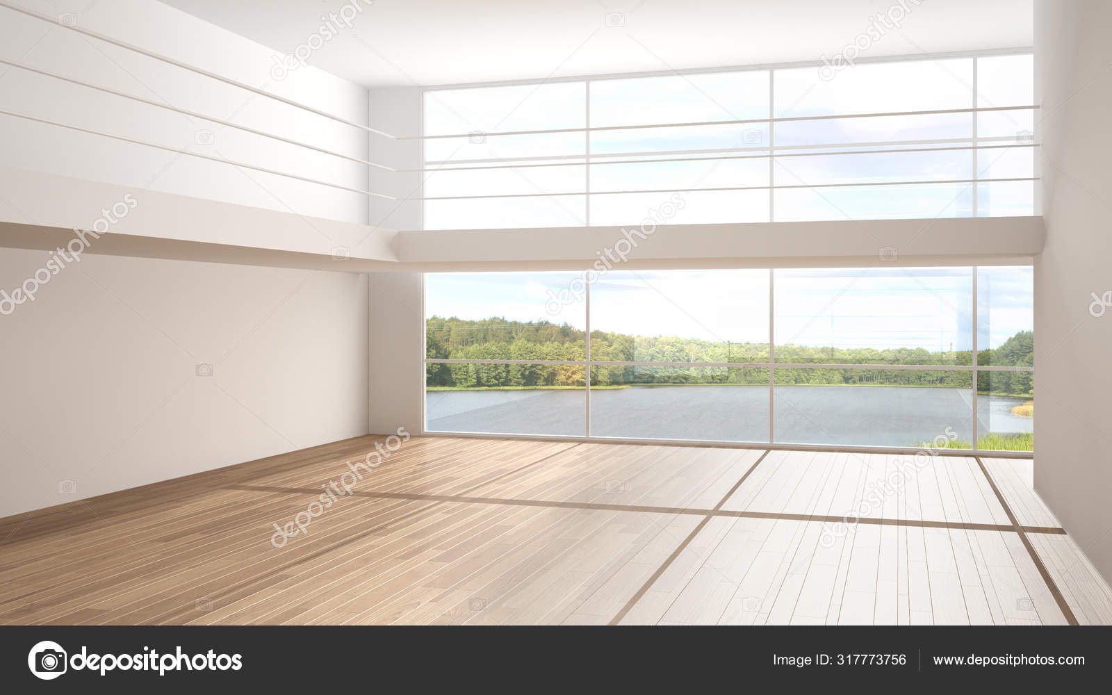 Empty room interior design, open space with white walls and parquet ...