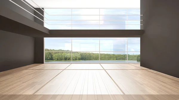 Empty room interior design, open space with white walls and parquet ...