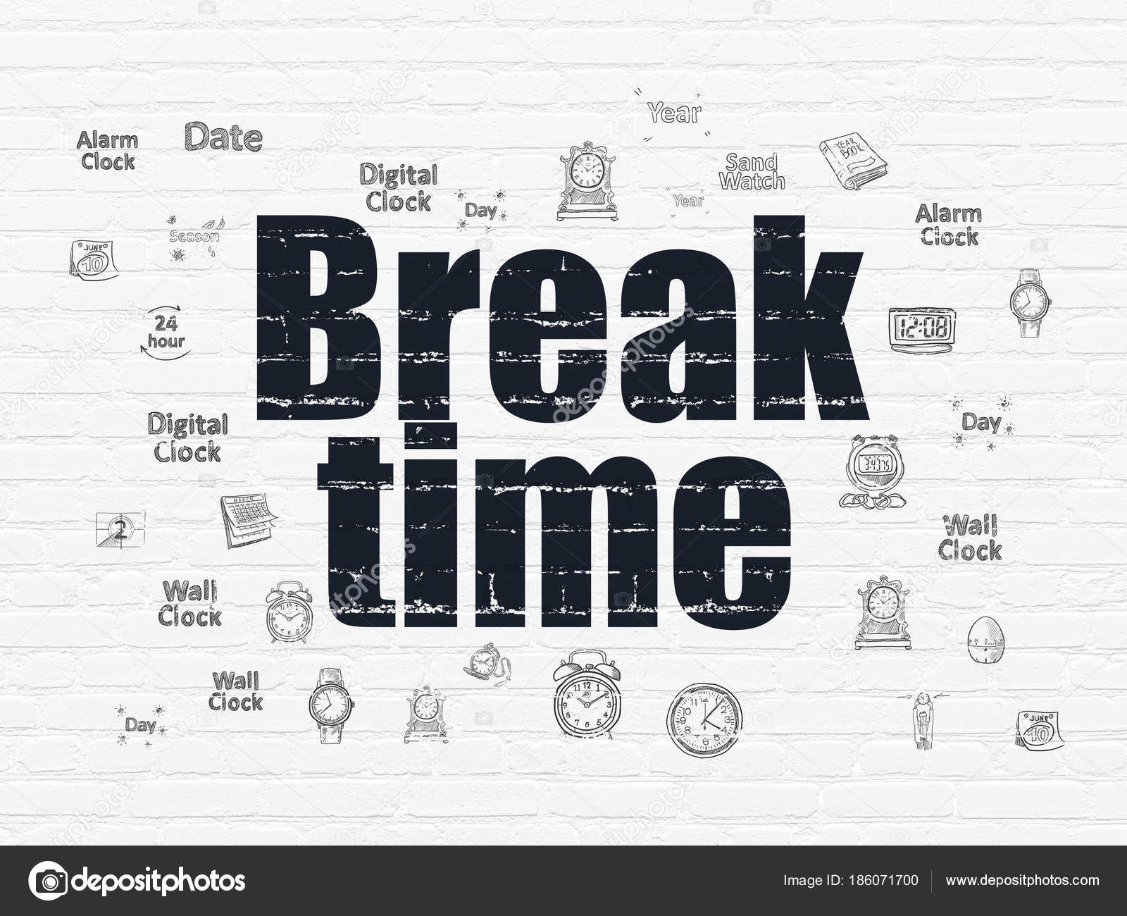 Timeline concept: Break Time on wall background — Stock Photo ...