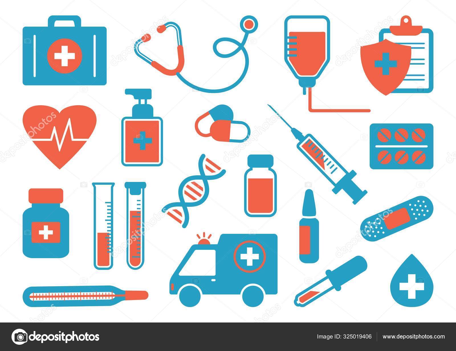 Medicine icon set. Red and blue colors. Vector Stock Vector by ©Sylfida ...