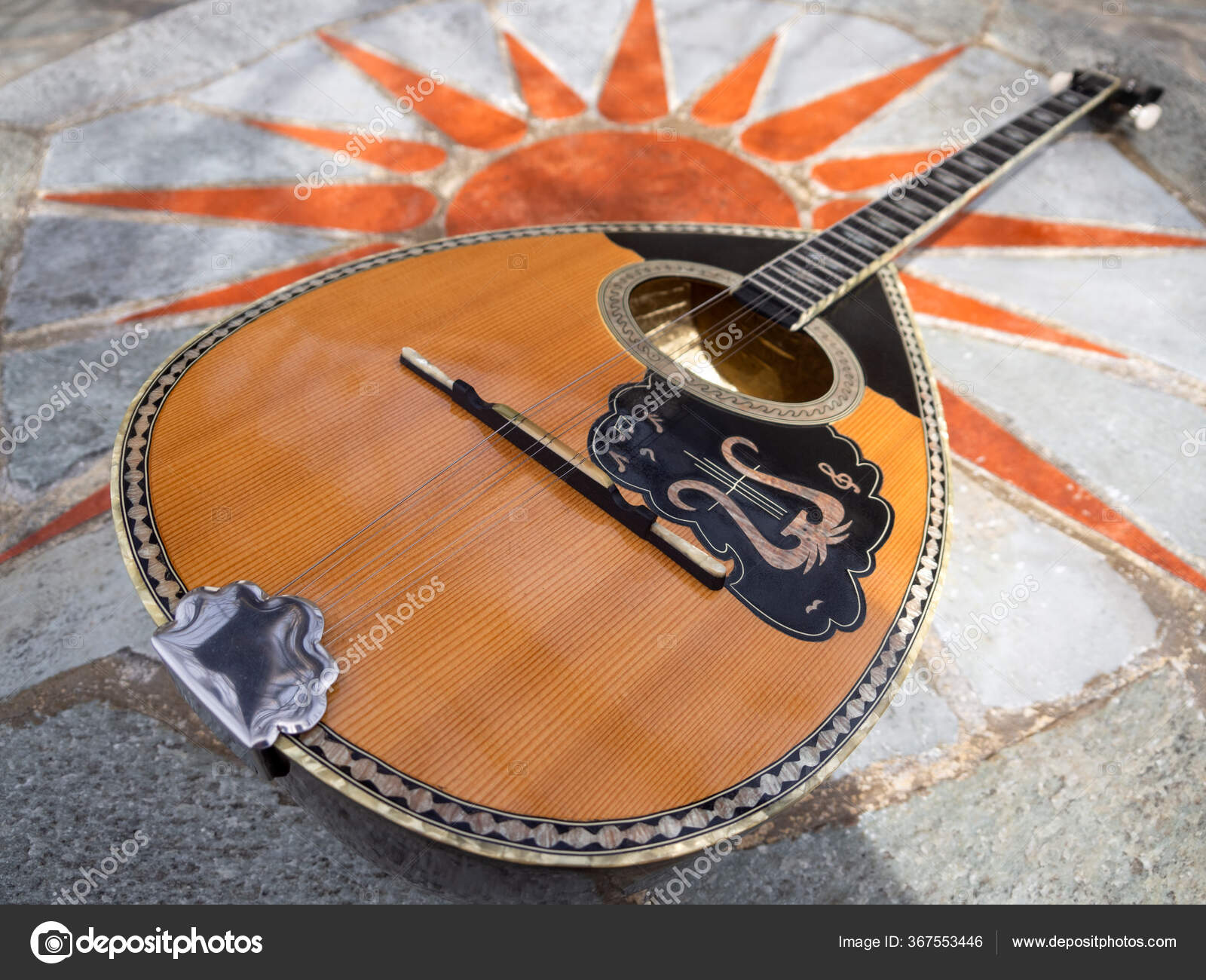 National Greek Stringed Plucked Musical Instrument Bouzouki Lies Marble ...