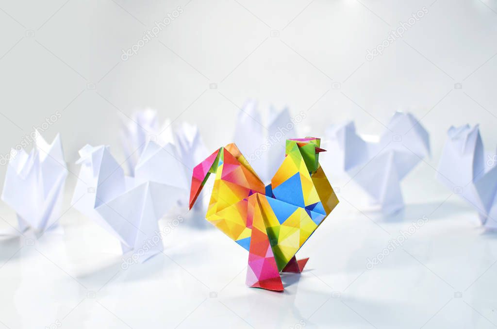 Gallo de origami - Pollo de papel 2022
