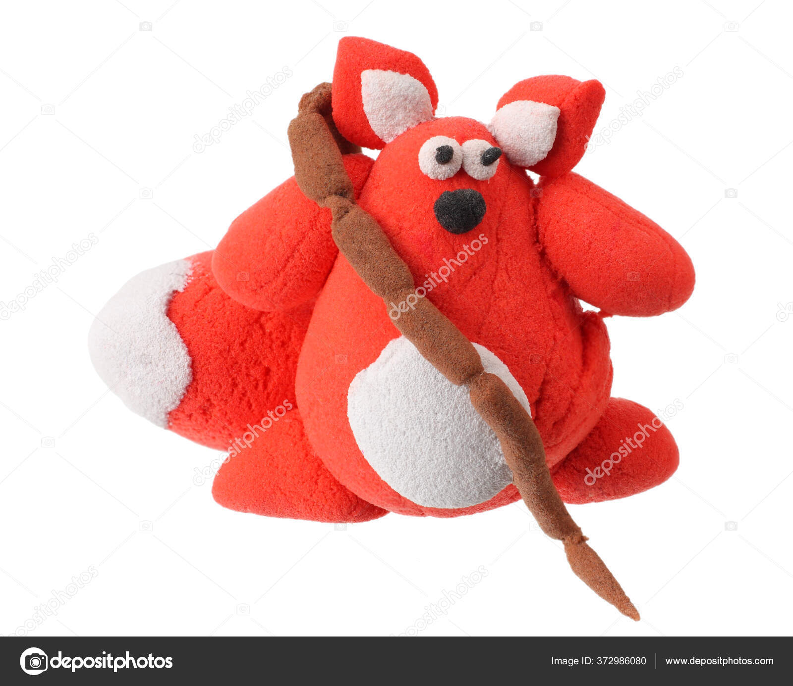 Plasticine Fox Isolated White Background Modelling Clay — Stock Photo ...