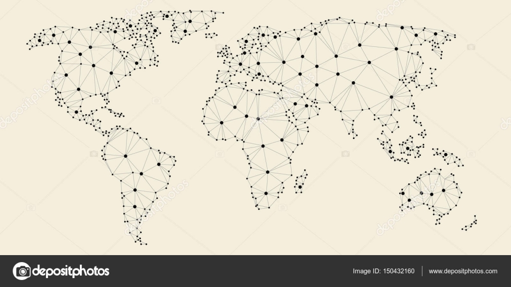 Polygonal linear world map — Stock Vector © A-R-T-U-R #150432160