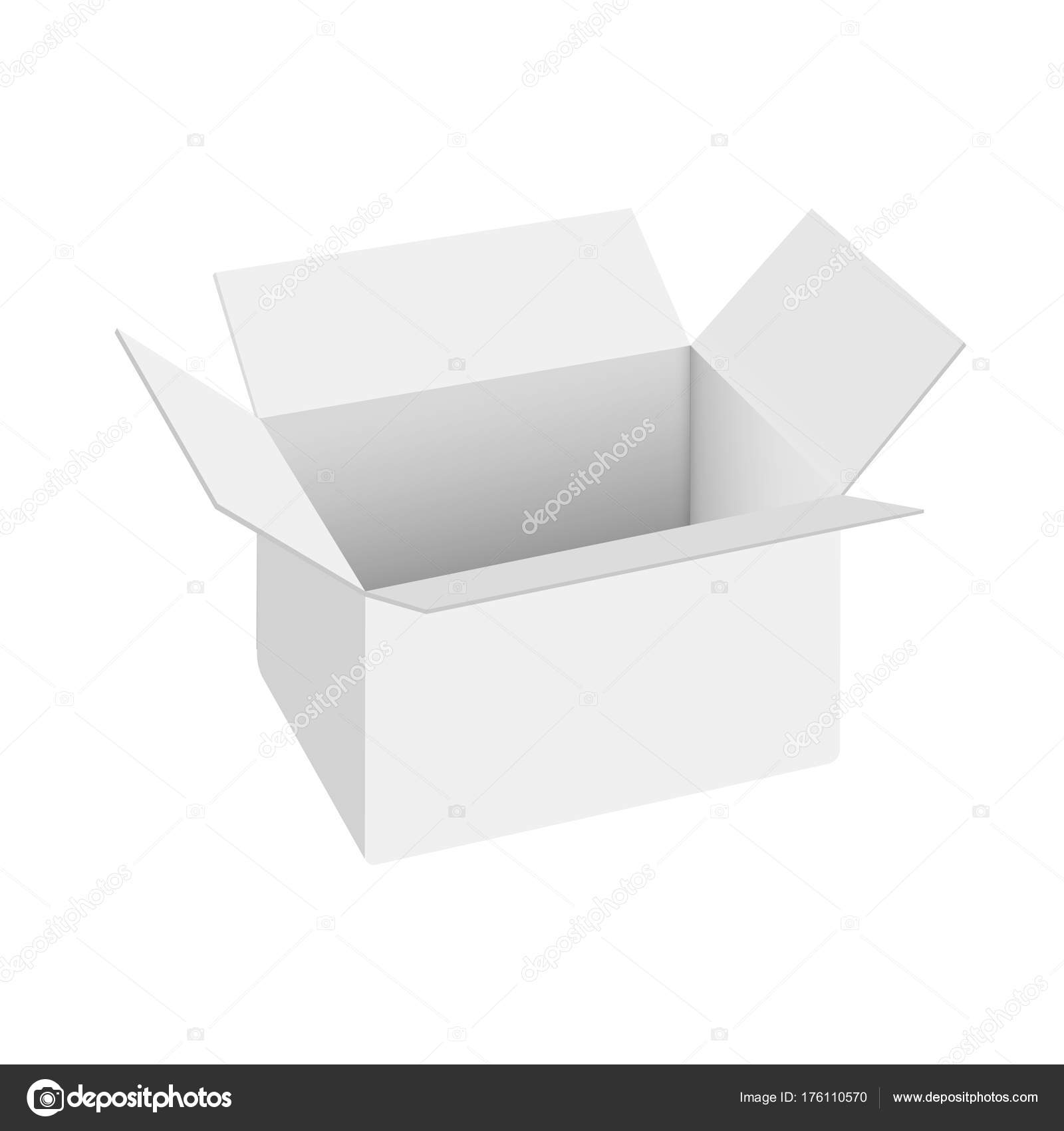 Vector Illustration Design Realistic White Open Carton Blank Box Stock ...