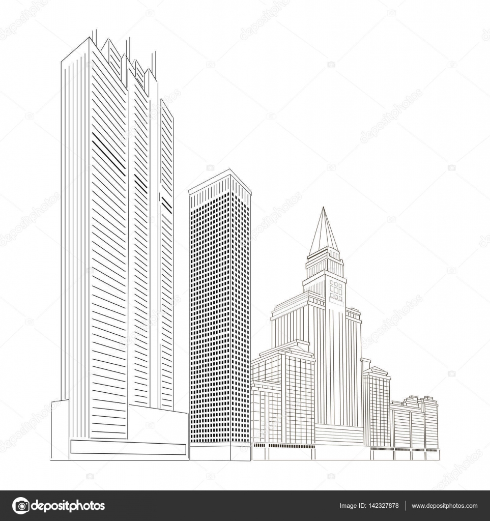 Vector image of high-rise buildings and streets. Stock Vector Image by ...