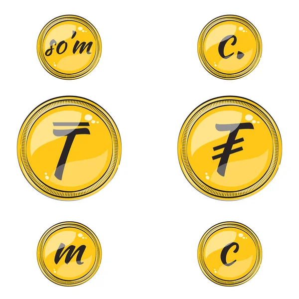 Set Flat Coins Symbols South Asian Currencies Flat Icons Coins Stock ...