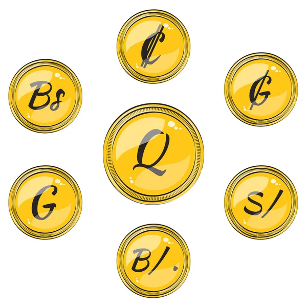 Set Flat Coins Symbols South Asian Currencies Flat Icons Coins Stock ...