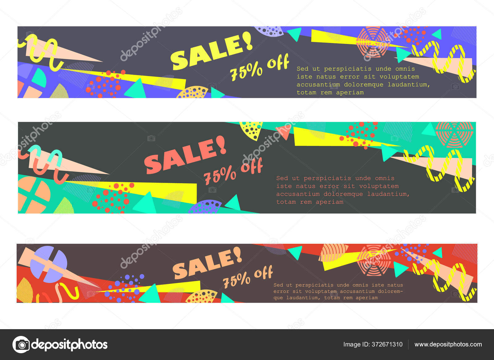 Memphis Style Banner Design Set Stock Vector by ©Jule-Marigold 372671310