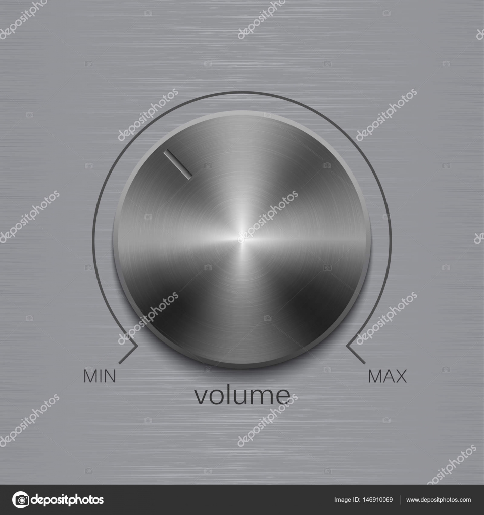 Botón de volumen con textura cepillada de acero de metal oscuro y ...
