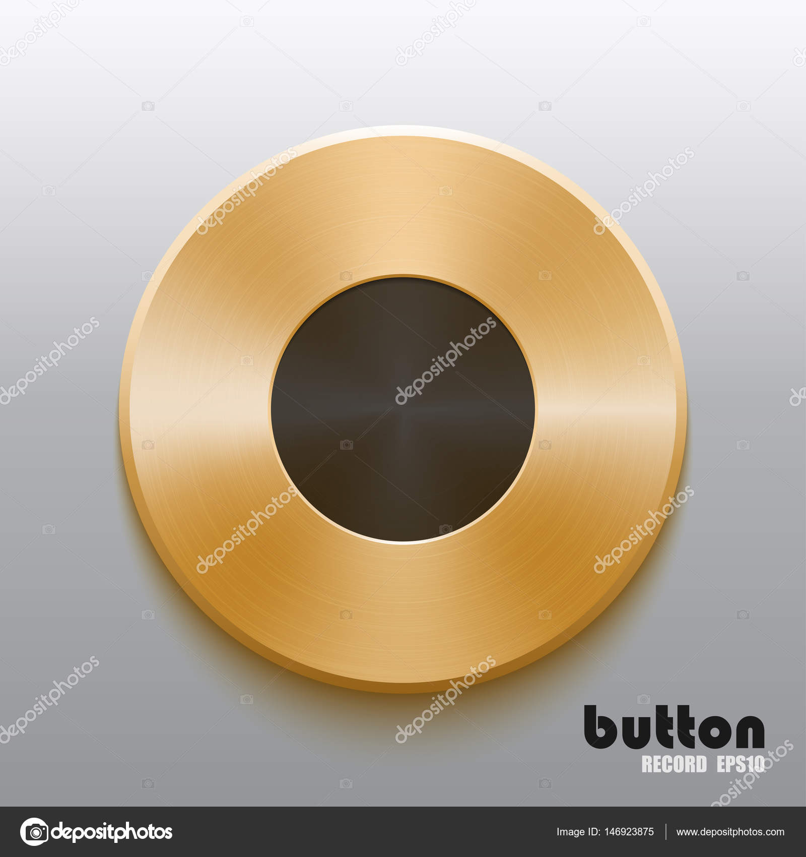 Golden record button with black symbol Stock Vector Image by ©A9Lab ...