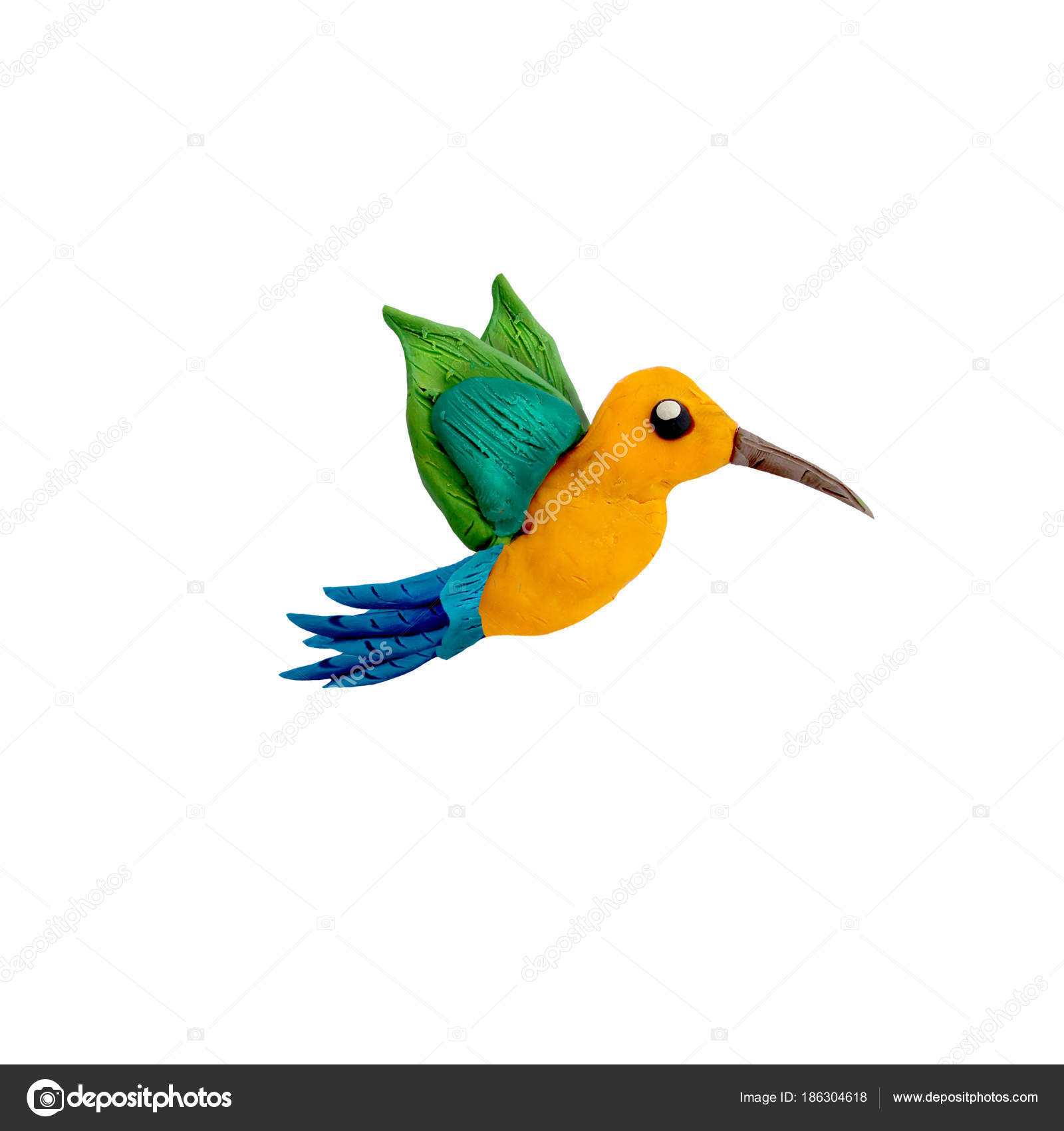 Colibrí Escultura Plastilina Representación Pájaro Aislado Sobre Fondo ...