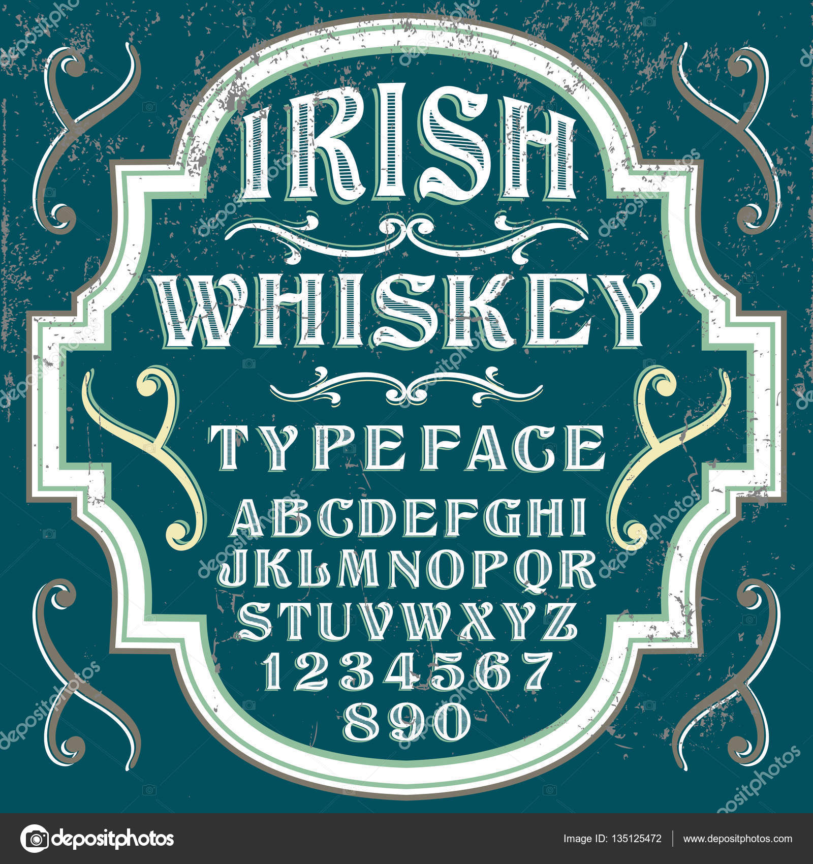 Irish Whiskey vintage font Stock Vector Image by ©bowxwod #135125472