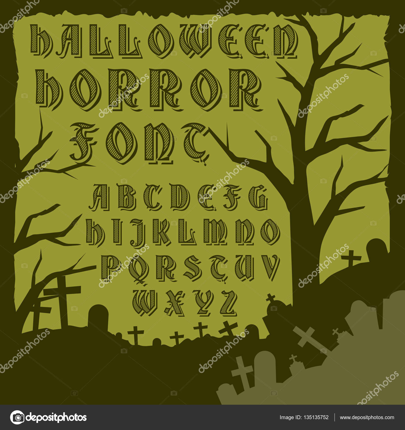Halloween Horror Font - typeface script — Stock Vector © bowxwod #135135752