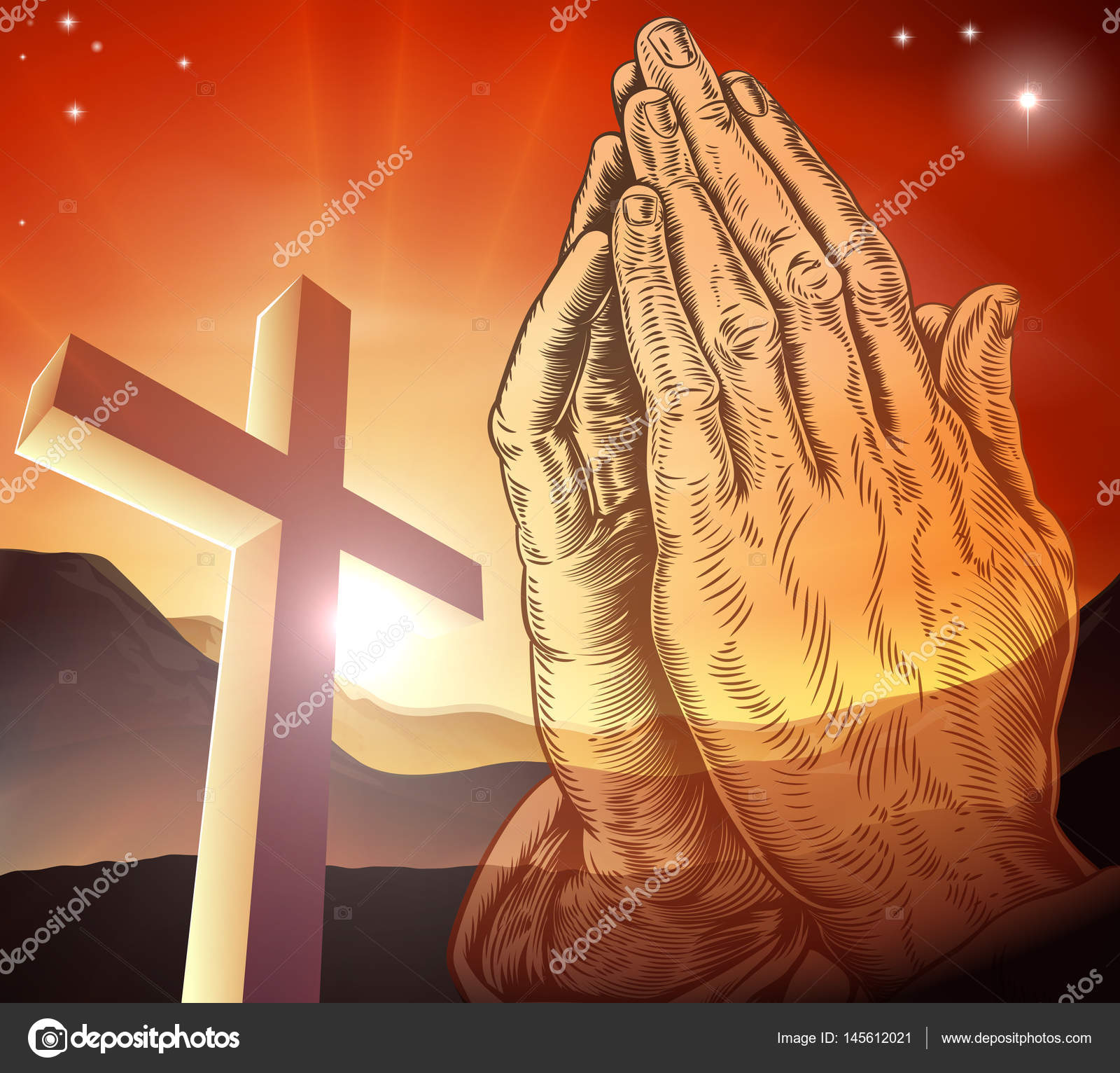 Cross Designs With Praying Hands