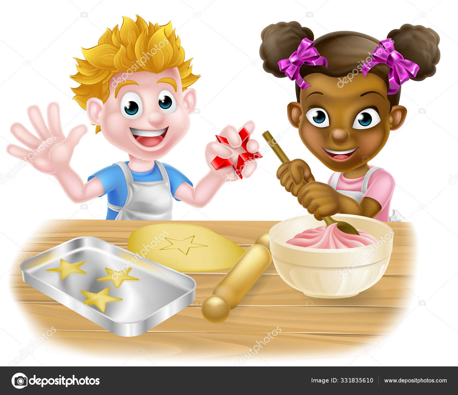 Cartoon Children Baking Stock Vector by ©Krisdog 331835610