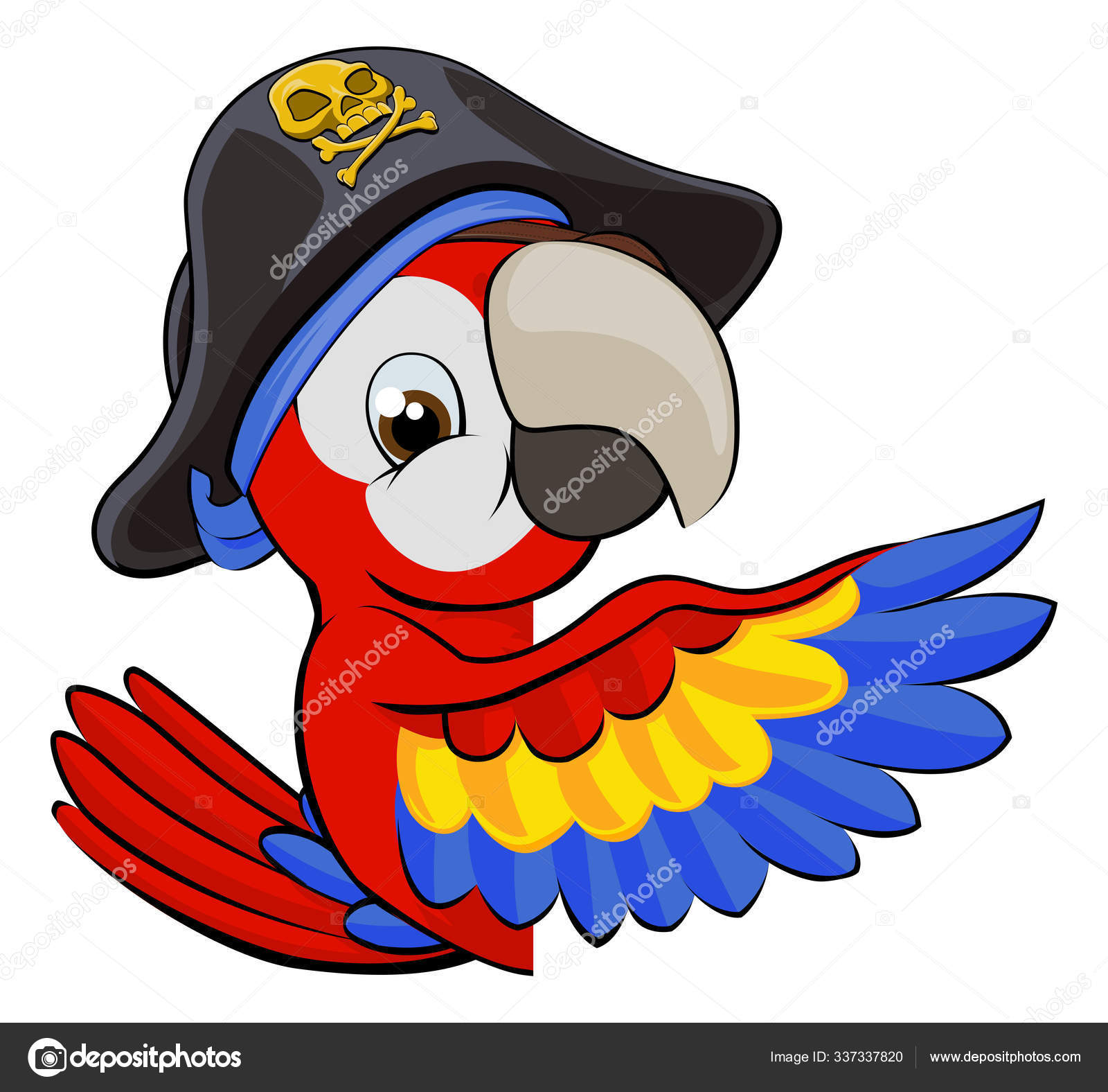 Cartoon Parrot in Pirate Hat Stock Vector Image by ©Krisdog #337337820