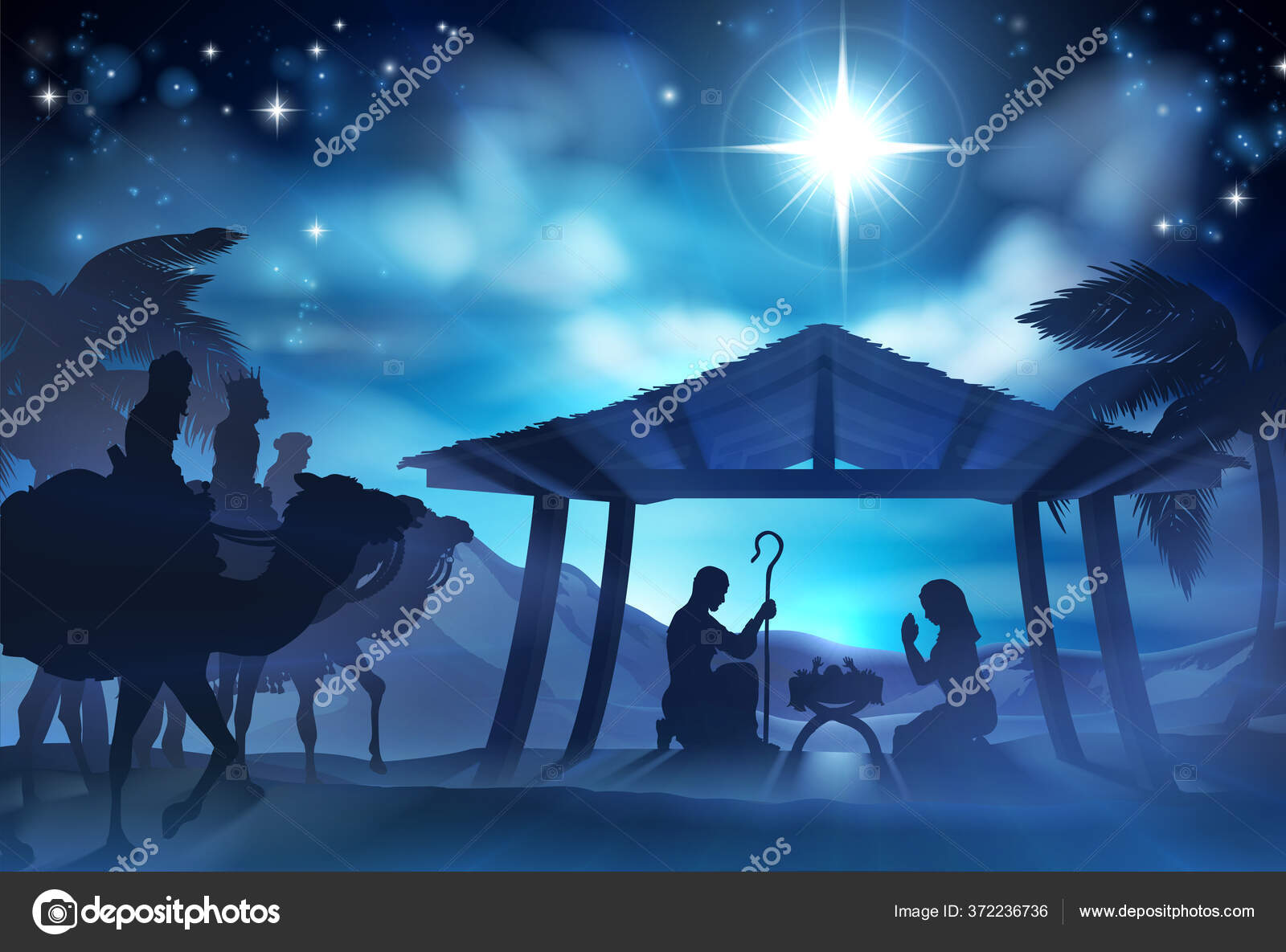 Silueta De La Natividad De Los Reyes Magos