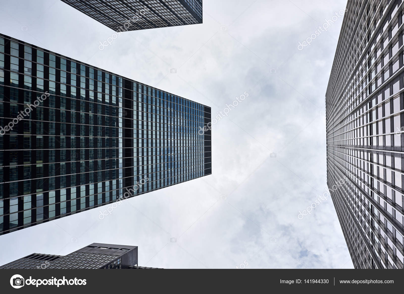 Bottom perspective view on office buildings in Manhattan, New york ⬇ ...