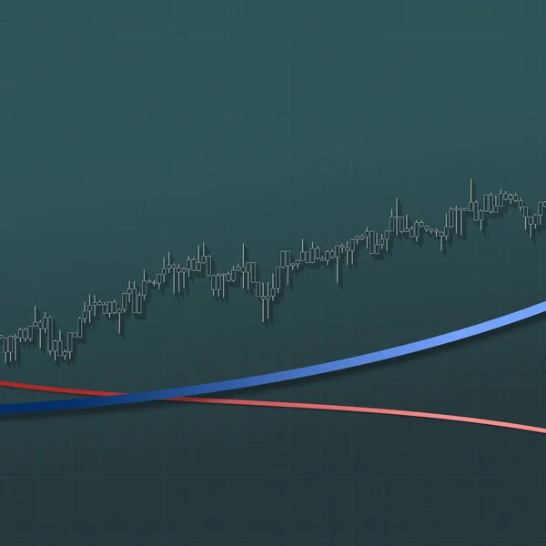 Market chart up trend with long shadows on dark background. 3D ...