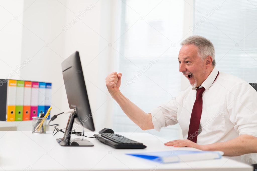 Happy Person On Computer