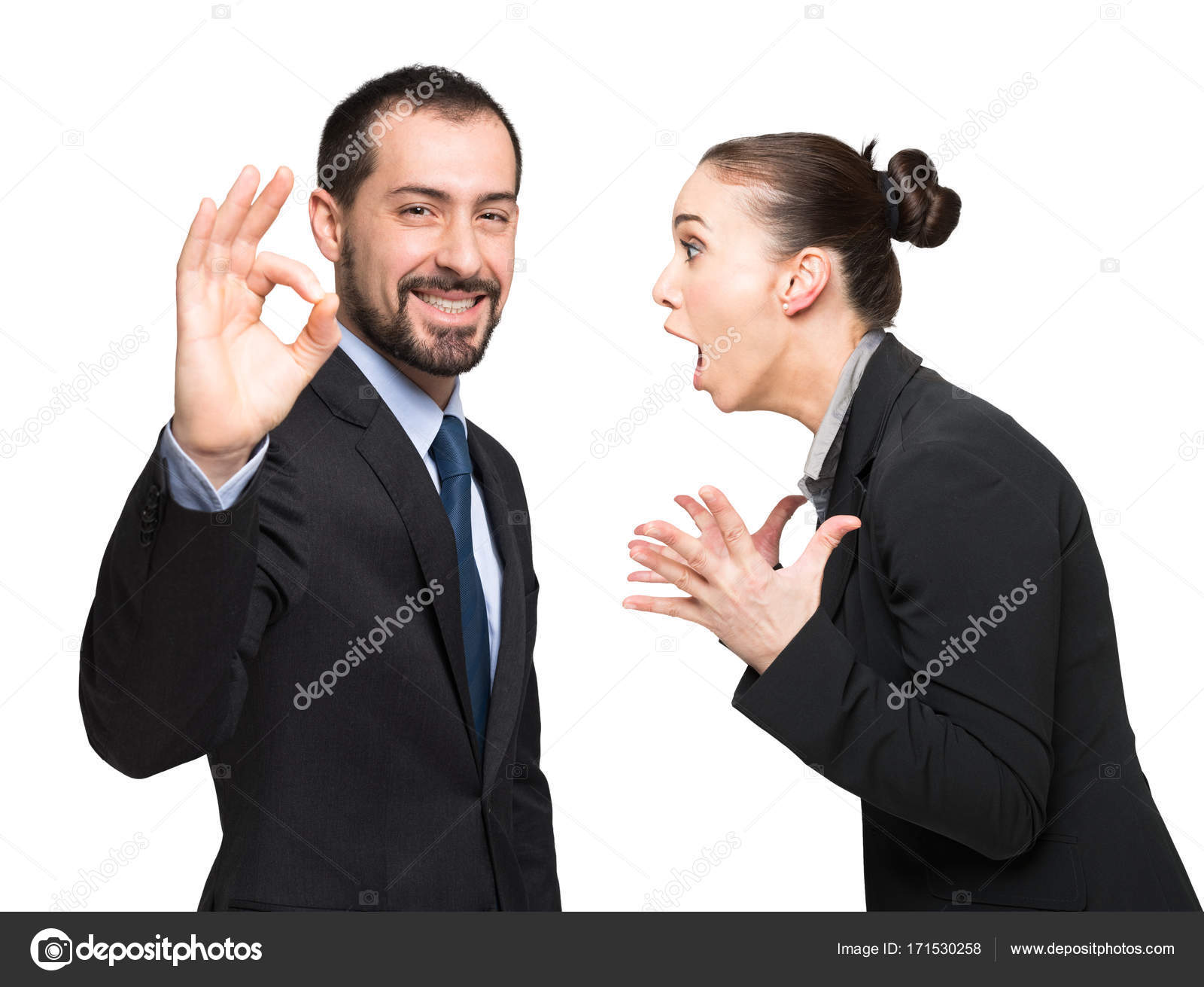 Uncaring man and woman shouting on him Stock Photo by ©minervastock ...