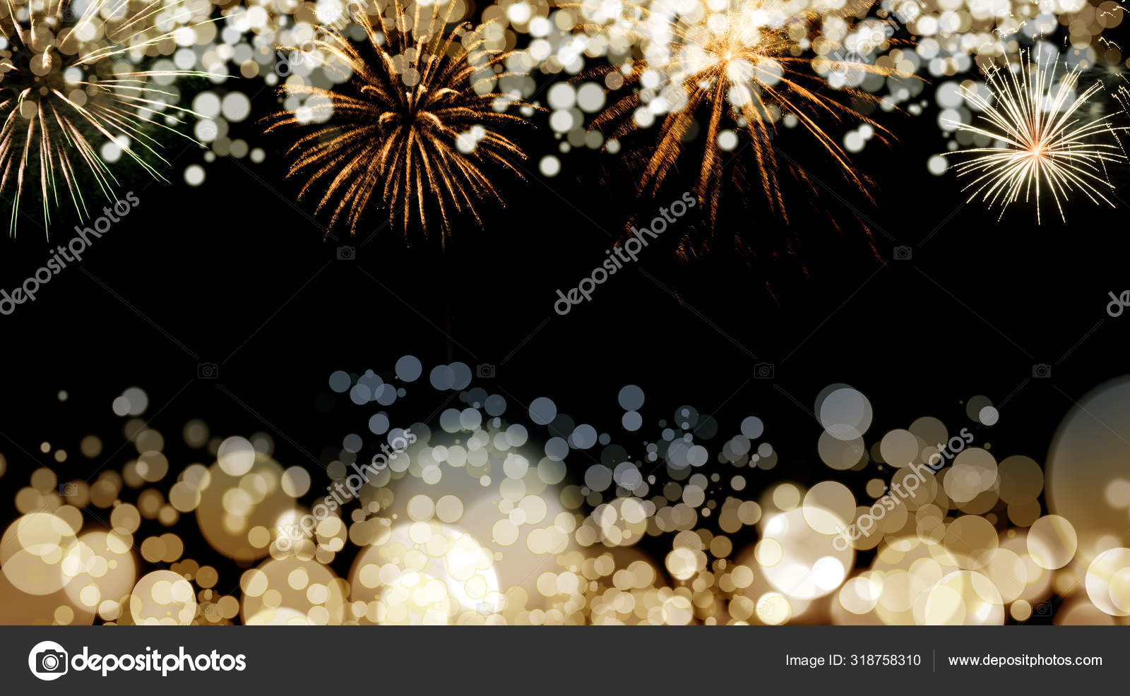 New Year Fireworks Blurred Bokeh Lights Background Stock Photo by ...