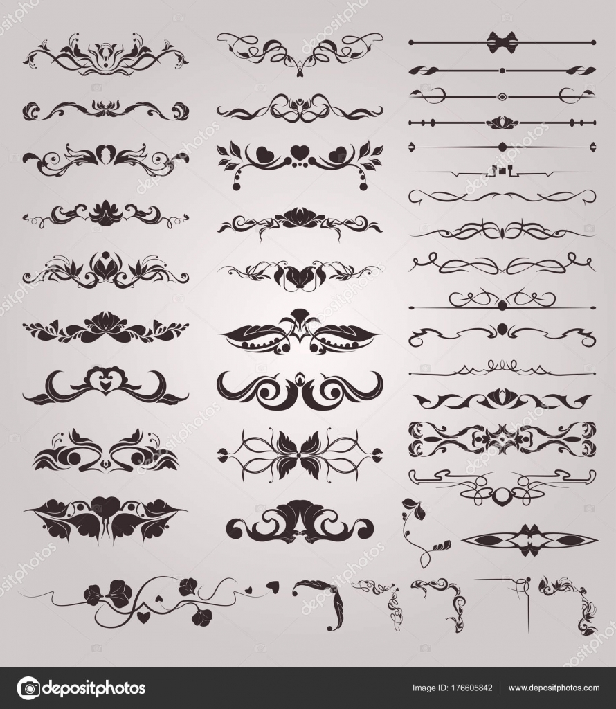 Vector Set Vintage Decorative Elements Stock Vector Image by ...