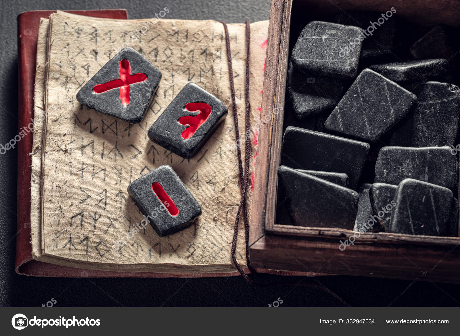 Unique divination by rune stones made of Celtic language Stock Photo by ...