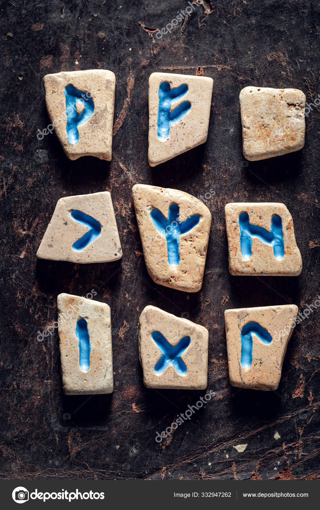 Extraordinary divination by rune stones based on antique scrolls Stock ...