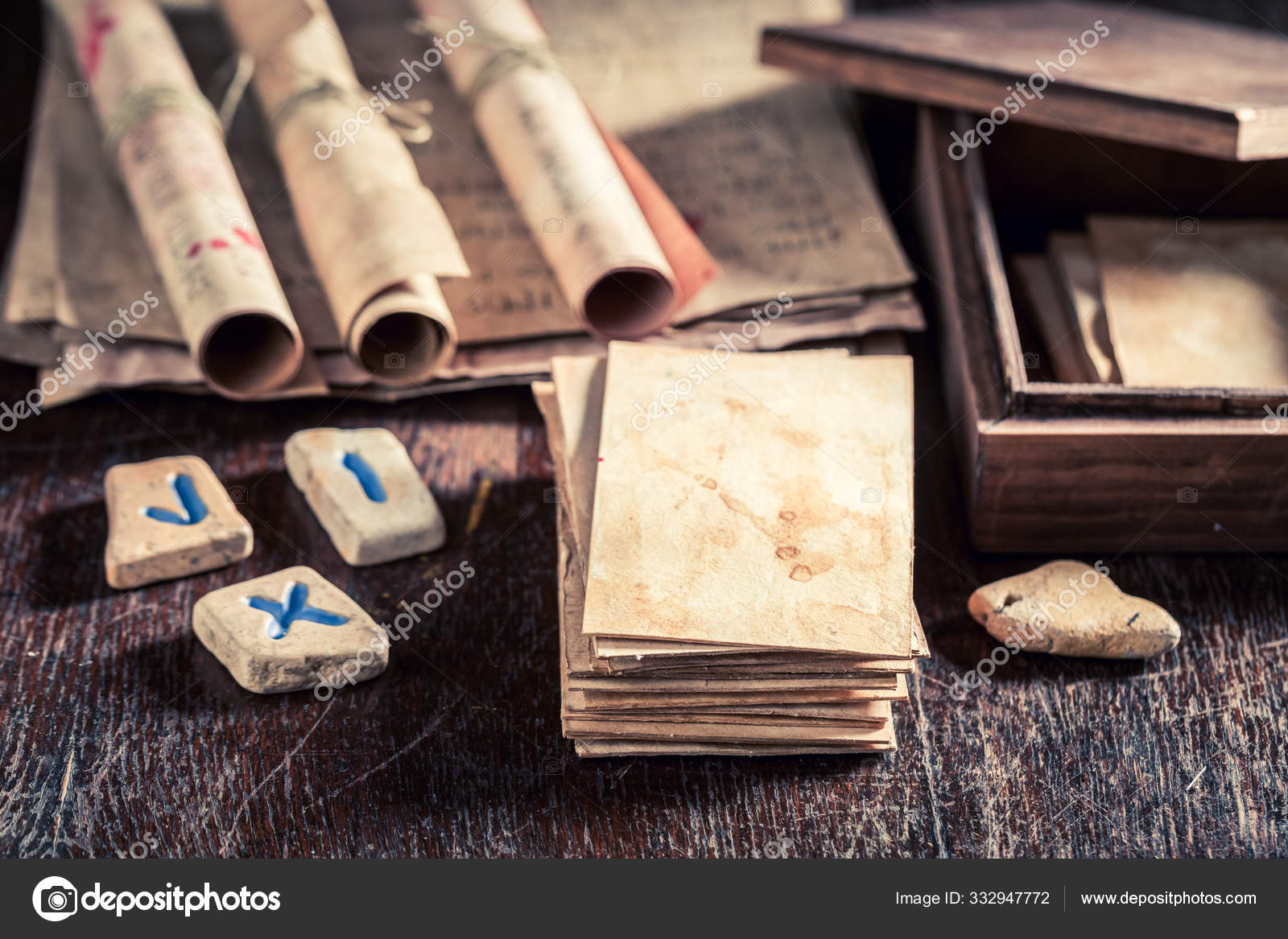 Magic fortune teller from rune cards based on antique scrolls — Stock ...
