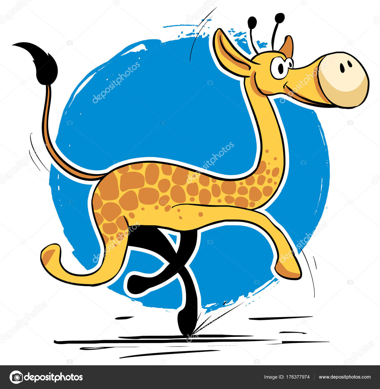 Cartoon Style Funny Running Giraffe Vector Image Stock Vector Image by ...