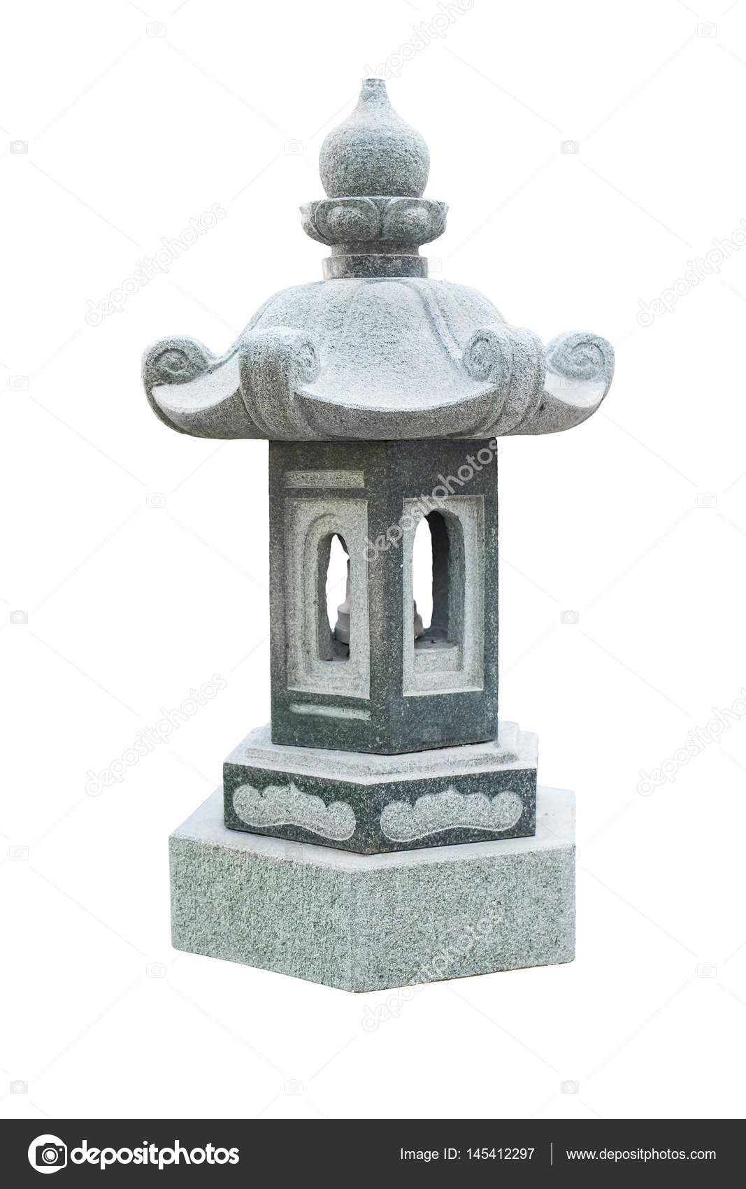 Stone lantern of Chinese shrine isolated on white background Stock ...
