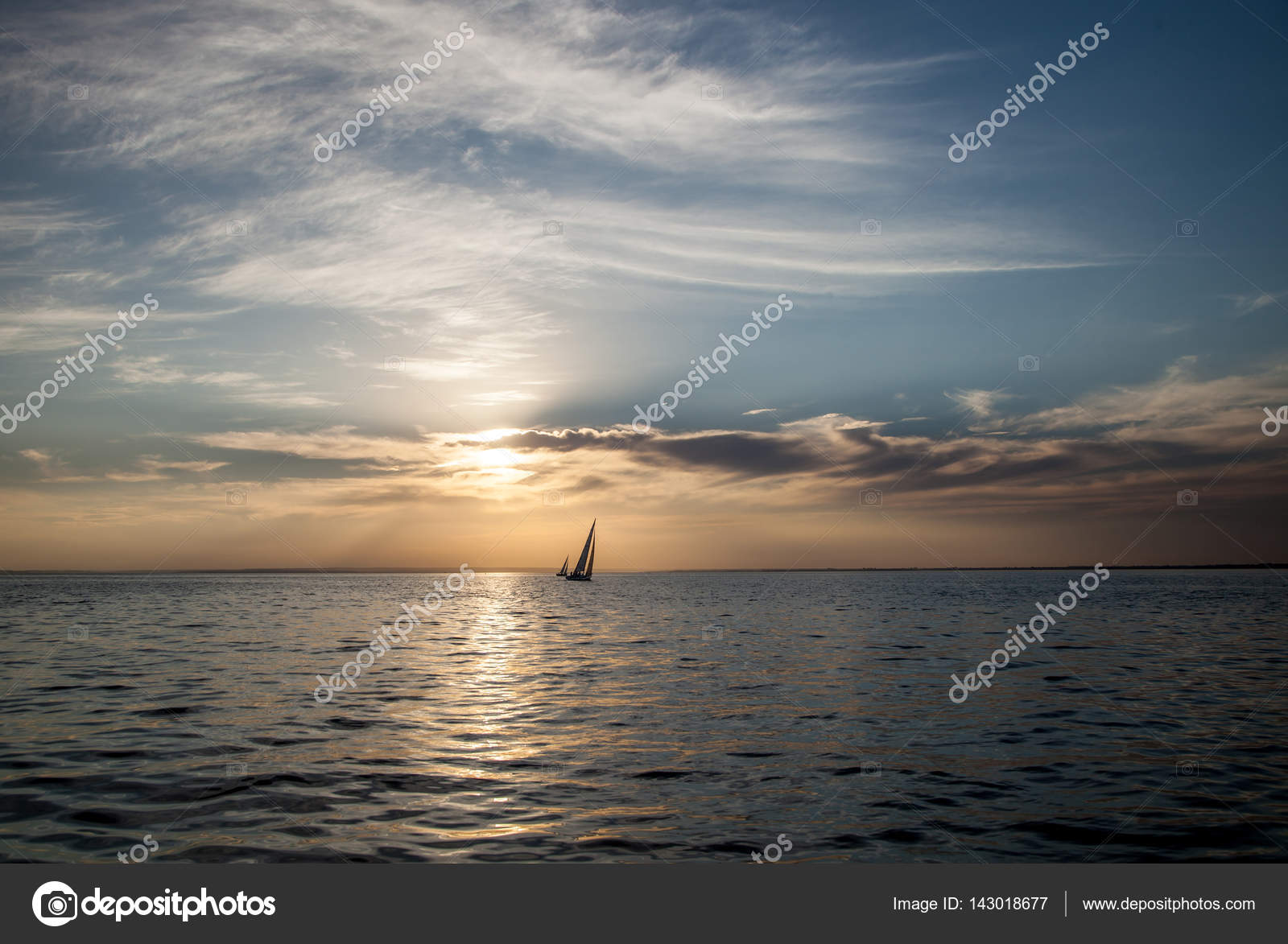 Two sailboats at sunset — Stock Photo © a_ostankova #143018677
